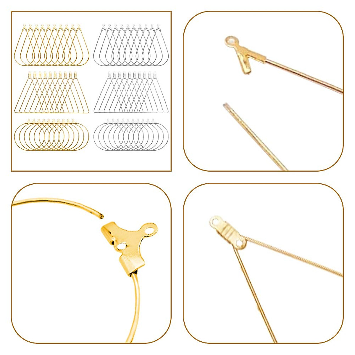 60pcs Earrings Beading Hoop Earring Finding Teardrop Earring Triangle Earring Round Hoop Earring for Jewelry Making DIY Crafts Art Creation Women Gift