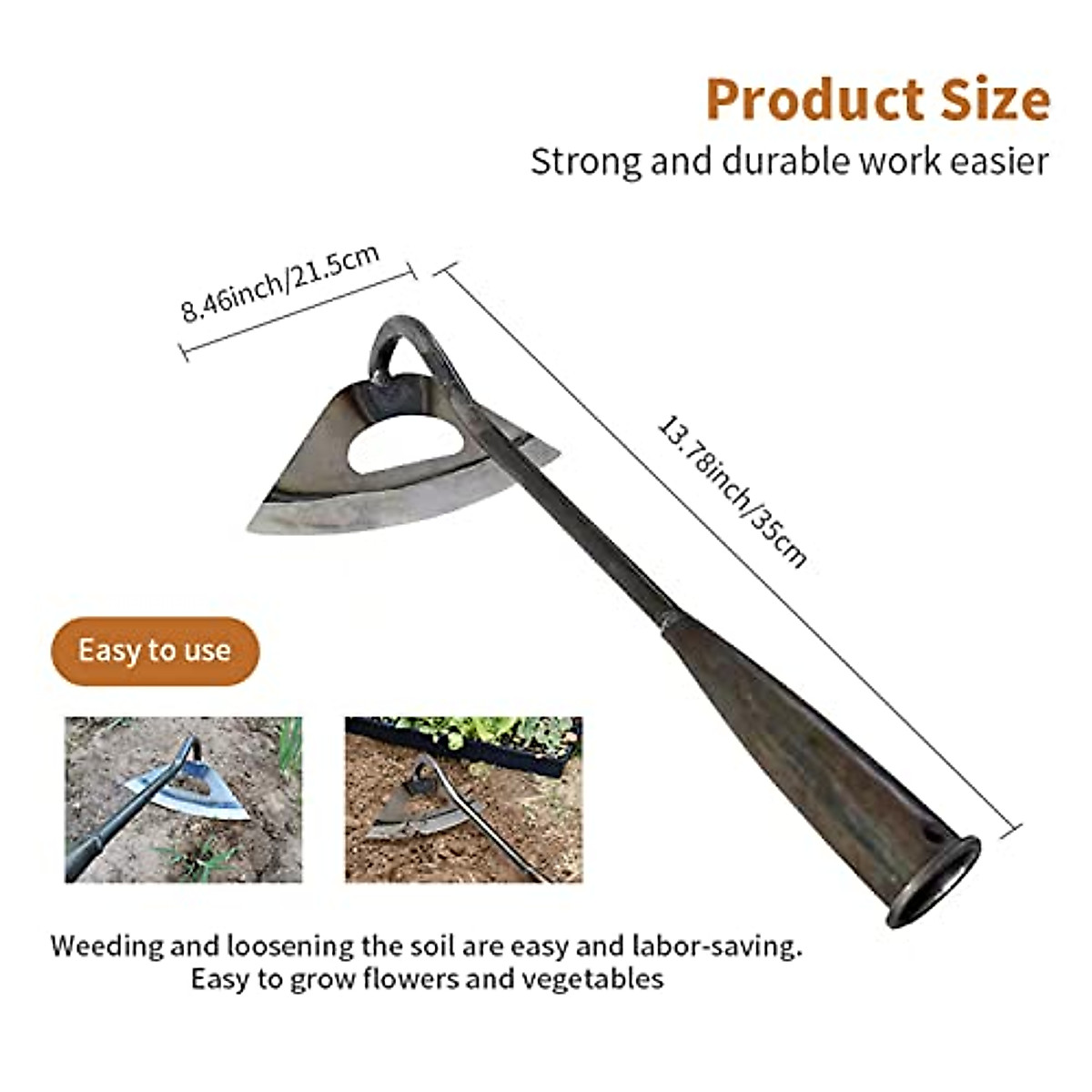 Garden hoe Hollow Hoe Gardening Tool All-Steel Hardened Hollow Hoes Weeding Hoe Portable Household Vegetable Garden Shovel, Soil loosening Planting Tool can be Extended with long hander (0.95)