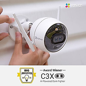EZVIZ Outdoor Security Camera Dual Lens 1080P, Excellent Color Night Vision, Active Light & Siren Alarm with PIR Motion Detection, Weather Proof, Two-way Talk, the First Dual Lens Security Camera(C3X)