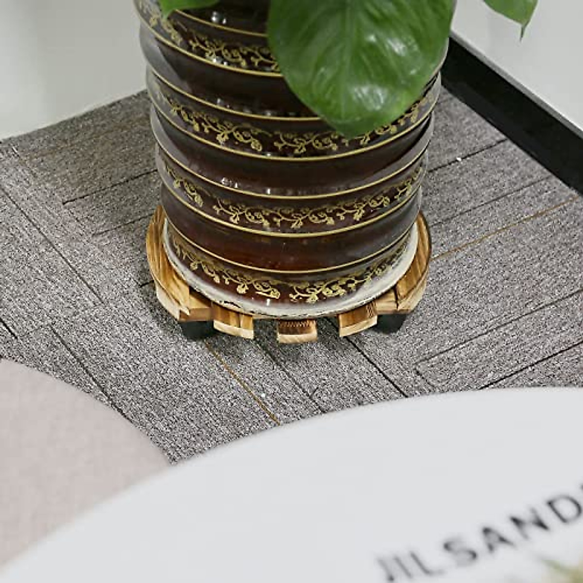 CuffUp Upgraded Plant Stand with Wheels, Plant Caddy 220 LB Heavy Duty Rolling Plant Stand No Screw-in Installation Required, Plant Caddy 220 LB Heavy Duty with Wheels, Solid Indoor Plant Dolly 2 PCS