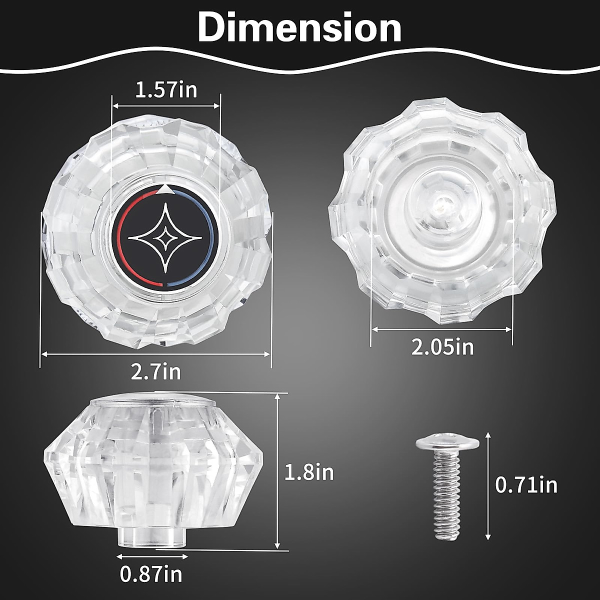 LavishStream Shower Knob Replacement for Price Pfister Shower Handle 940-240 One-Handle Tub Kit Clear Acrylic