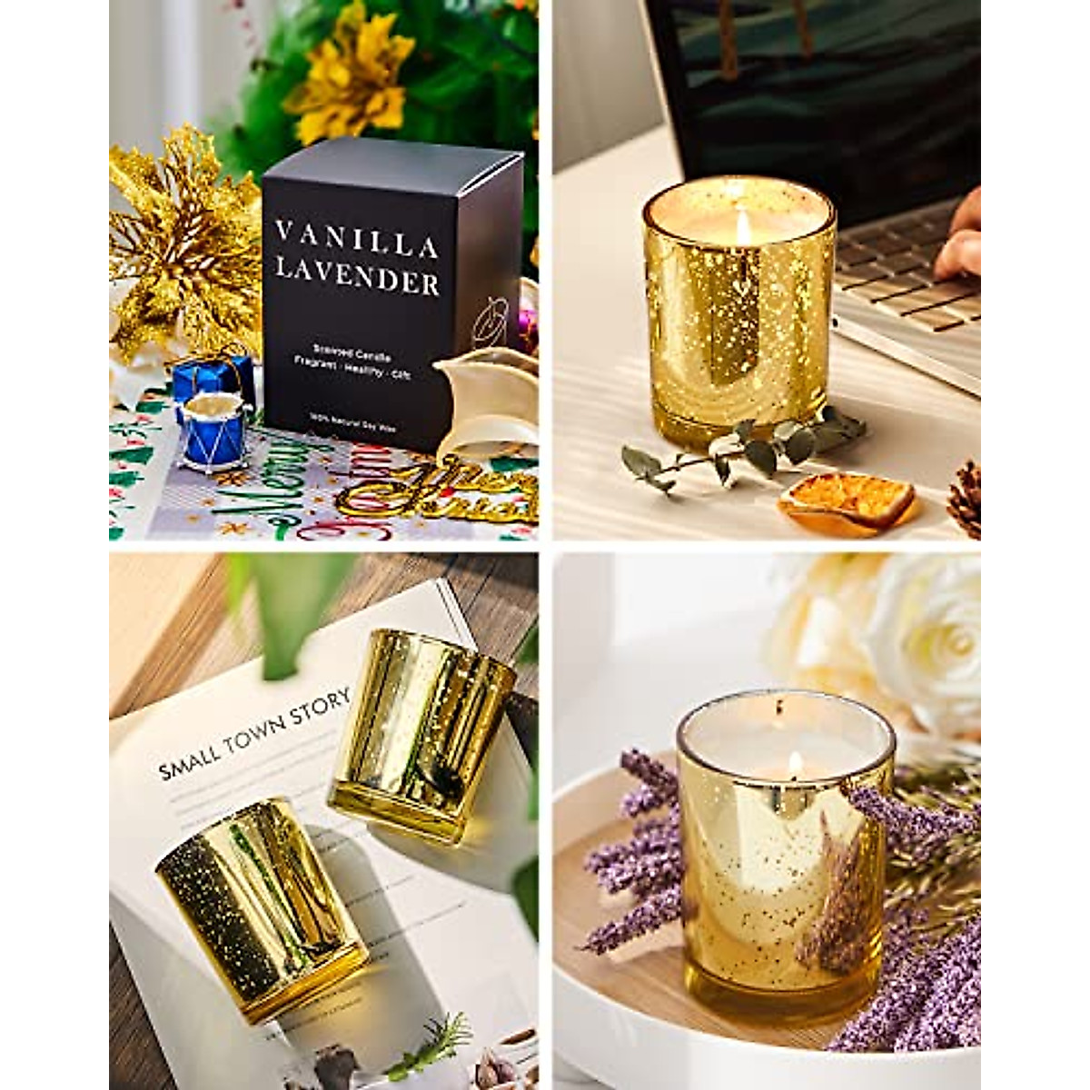 Candles for Lavender Home Scented: Premium Jar Candles Aromatherapy Lavender Eucalyptus, Scented Candles for Women to Relieve Stress, Soy Candles AS Gifts All Natural (6 oz 36 Hour Burn)