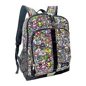 Tokidoki All- Stars Basic Sports Backpack Dual-Zippered Multi-Purpose Bag, [2] Padded Shoulder Straps and [2] Mesh Water Bottle Pockets