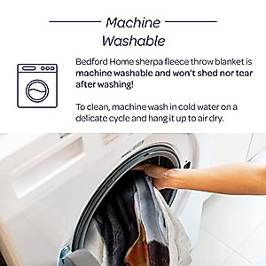 Bedford Home Sherpa Fleece Throw Blanket - American Flag Bald Eagle Print, Lightweight Hypoallergenic Bed Couch Plush Blanket for Adults and Kids