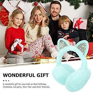 BESPORTBLE Plush Winter Earmuff Adorable Cat Ear Earmuff Furry Ear Warmer for Girls and Women for Indoor Outdoor (Mint Green)