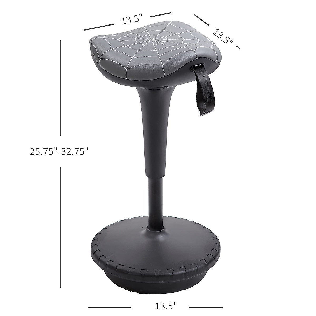 Vinsetto Lift Wobble Stool Standing Chair with 360° Swivel, Tilting Balance Chair with Adjustable Height and Saddle Seat for Active Learning Sitting, Grey