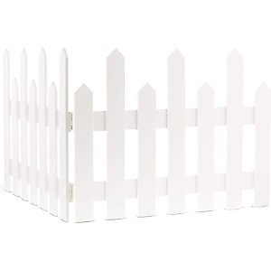 2-Piece Mini White Picket Fence for Christmas Tree or Garden Border (5 Feet Length x 1 Foot Height)
