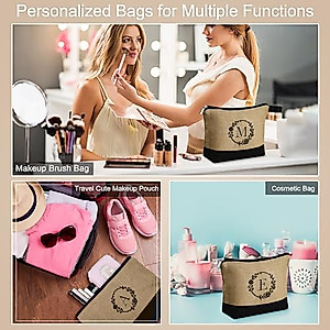 YOOLIFE Gifts for Women Birthday - Beach Tote Bag Makeup Bag Personalized Gifts for Women Her Friends Female Mom Teacher Sister Bridesmaid Bride Bridal Shower Gift Initial Tote Bag with Zipper J