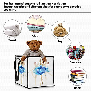 KEEPREAL Blue Ballerina Cube Storage Bin with Handles, Large Collapsible Organizer Storage Basket for Home Decorative(1Pack,10.6 x 10.6 x 10.6 in)