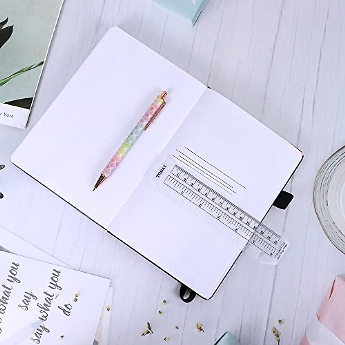 10 Pack Clear Ruler Bookmark Plastic Binder Divider A6 Straight Ruler Page Markers Today Planner Page Finders for A6 6 Ring Notebook Binder Refillable Journal