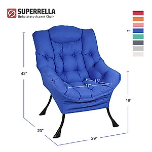 Superrella Modern Soft Accent Chair Living Room Upholstered Single Armchair High Back Lazy Sofa (Navy)