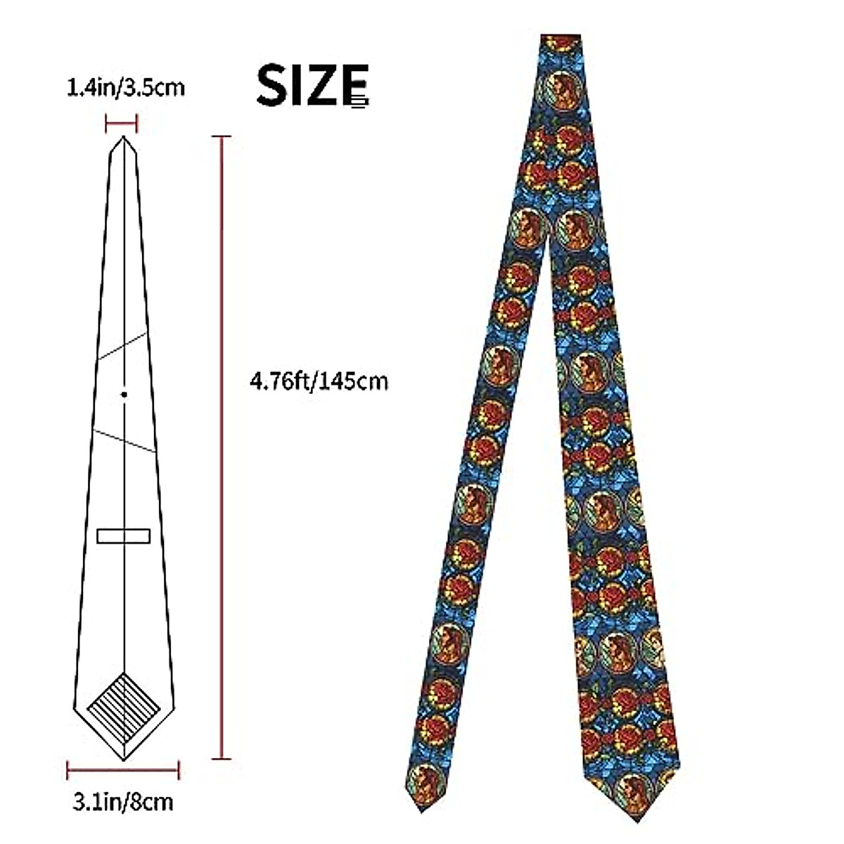GUIVUPP Beauty and Beast Fairytale Glass Tie Funny Fashion Wide Novelty Neck Ties For Men Teen Gift, One Size