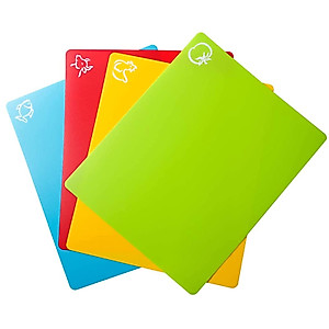 4 Pcs Cutting Boards,Cutting Board Mats Set, Lightweight Toughness Cutting Board Set, Use for Cutting Vegetables, Fruits and Meat, Christmas Gifts