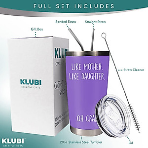 Mom Gifts From Daughter- Like Mother Like Daughter 20oz Coffee Travel Tumbler/Mug Purple - Funny Gift Idea for Mom, Mothers Day, Her, Unique, Best, Birthday, Presents