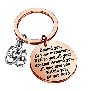 FEELMEM Theatre Drama Gift Drama Student Graduation Gift Keychain Behind You All Memories Theatre Jewelry for Actor Performer(RG)