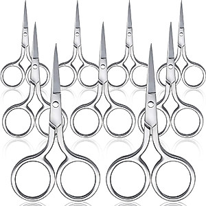 12 Pieces Nose Hair Scissor Small Scissor Facial Hair Scissors Stainless Steel Straight Tip Scissors Eyebrows Grooming Trimming Scissors Multi Purpose Beauty Scissors for Mustache Beard Nose