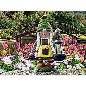 Gnomes Garden Gnomes Lady - Garden Sculptures & Statues Solar Female Garden Gnomes Outdoor Funny Knomes - Funny Garden Gnome Gifts Lights - Garden Gifts Gnomes Decor Gnomes Garden Decorations (13in)