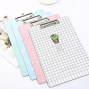 TGRTY Office Supply Clipboard A4 Cute Paper Clipboard Wood Document Folder Pad for Office Supplies Kawaii Writting Exam Clip Board Stationery for School Durable Low Profile Clip (Color : Green 1pc)
