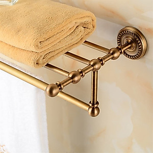 Towel Rack Antique Towel Rack Hanger, Copper Towel Rack, Bathroom Toilet Perforated Towel Rail, Bronze Towel Holder Towel Shelf