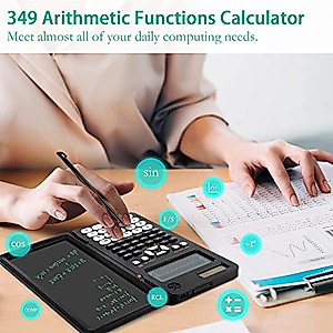 LINGSFIRE Dual Power Scientific Calculator with Writing Tablet, 2 Line Display and 349 Arithmetic Functions Financial Calculator School Supplies for High School Students Financial Business College