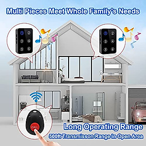 CallToU Caregiver Pager Wireless Call Button Nurse Call System 500Ft with LED Number Display for Elderly Patients Seniors Home Emergency Alert 2 Plug-in Receivers 6 Waterproof Portable Transmitters