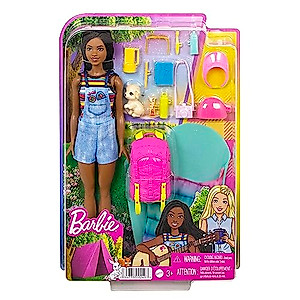 Barbie It Takes Two Doll & Accessories, Brooklyn Camping Playset with Doll, Pet Puppy & 10+ Accessories Including Sleeping Bag