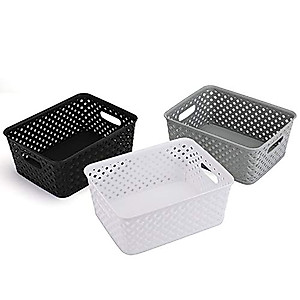 Bekith 9 Pack Plastic Storage Basket, Organizer Tote Bin for Closet Organization, De-Clutter, Accessories, Toys, Cleaning Products and More