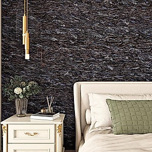 FunStick Black Marble Contact Paper for Countertop Contact Paper Waterproof Blue Black Marble Wallpaper Peel and Stick Countertops for Kitchen Removable Wall Paper for Bathroom Cabinets Desk 12"x200"