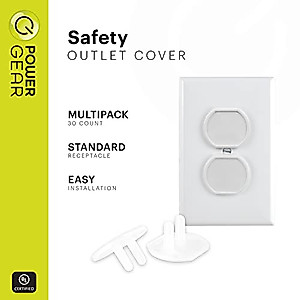 Power Gear Outlet Covers Baby Proofing Child Proof Plug Covers for Electrical Outlets Easy Install Outlet Plug Covers UL Listed Shock Prevention White 69311 30 Count