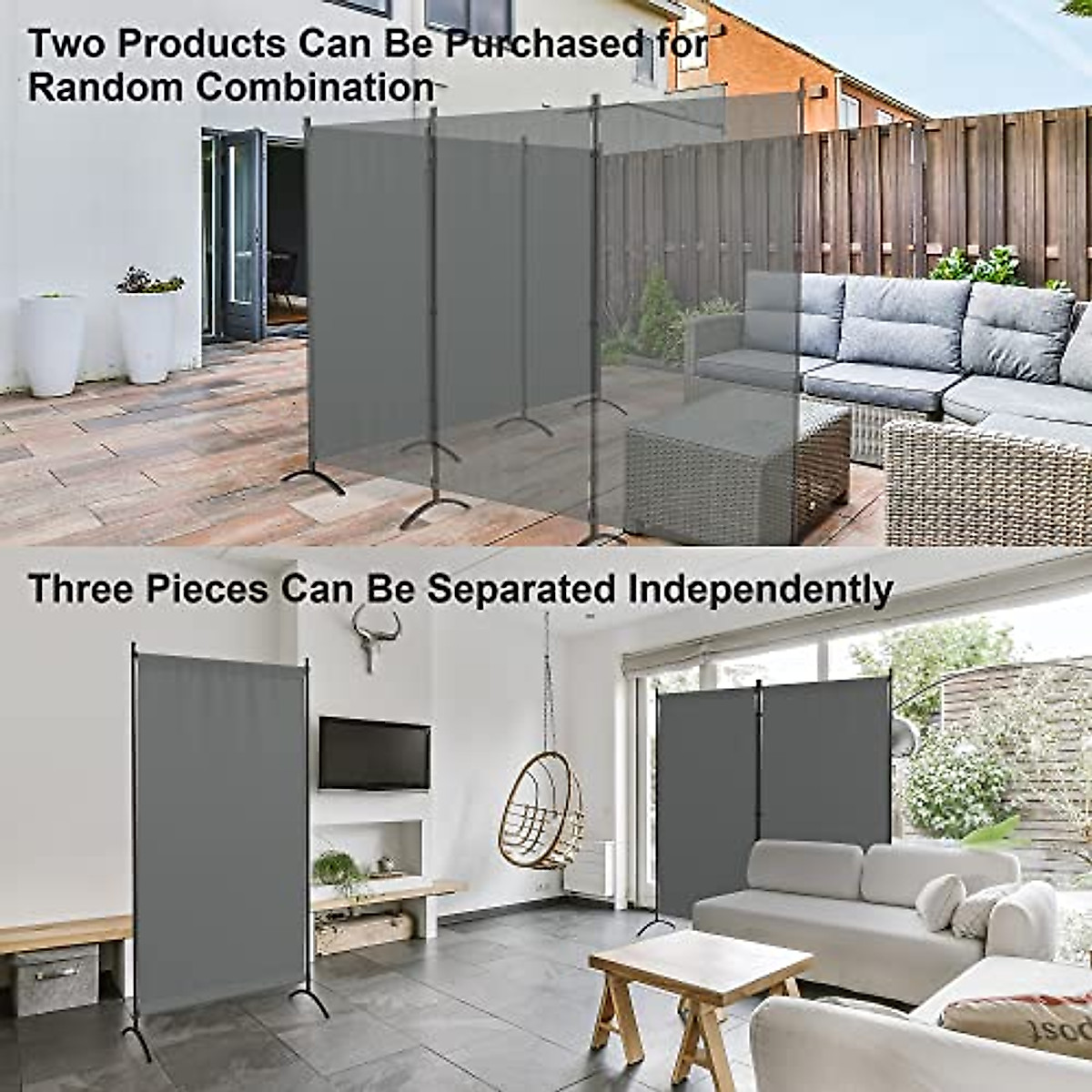 Morngardo Room Divider Folding Privacy Screens 3 Panel Partitions Dividers Portable Separating for Home Office Bedroom Dorm Decor (Grey)