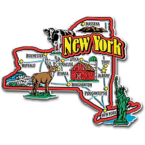New York Jumbo State Magnet by Classic Magnets, 4.5" x 3.5", Collectible Souvenirs Made in The USA