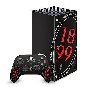 Head Case Designs Officially Licensed AC Milan 1899 Oversized Art Matte Vinyl Sticker Gaming Skin Decal Cover Compatible with Xbox Series X Console and Controller Bundle