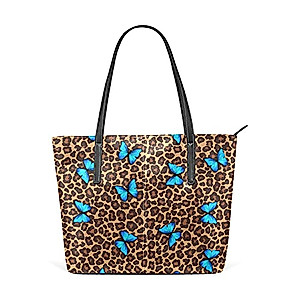 Butterfly On Leopard Spot {5} Handbags Shoulder Bags Leather Crossbody Handbag for Women Tote Satchel