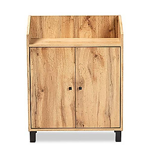 Baxton Studio Rossin Shoe Cabinets, Oak/Black