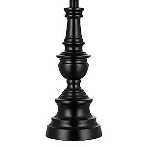 Catalina 21550-001 Traditional 3-Way Decorative Metal Table Lamp with Linen Shade, 27", Black