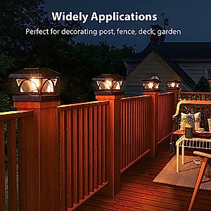 ENSLI Solar Outdoor Post Cap Lights, 6 Pack Brighter Solar Post Lights Outdoor Waterproof, Fence Post Cap Lights Solar Powered Deck Post Lights Fit 4x4 5x5 6x6 Posts for Fence Deck Garden Decoration