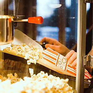 KERIQI Popcorn Bags, 50 Pcs Paper Popcorn Container Red and White Concession Stand Popcorn Holder Movie Theme Party Supplies