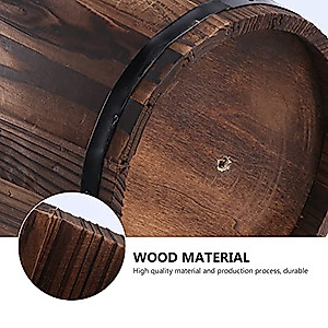 Happyyami Wooden Flower Bucket Wooden Bucket Barrel Planters Rustic Patio Planter Flower Pots for Plants Indoor Outdoor Garden Decoration Ornament Coffee