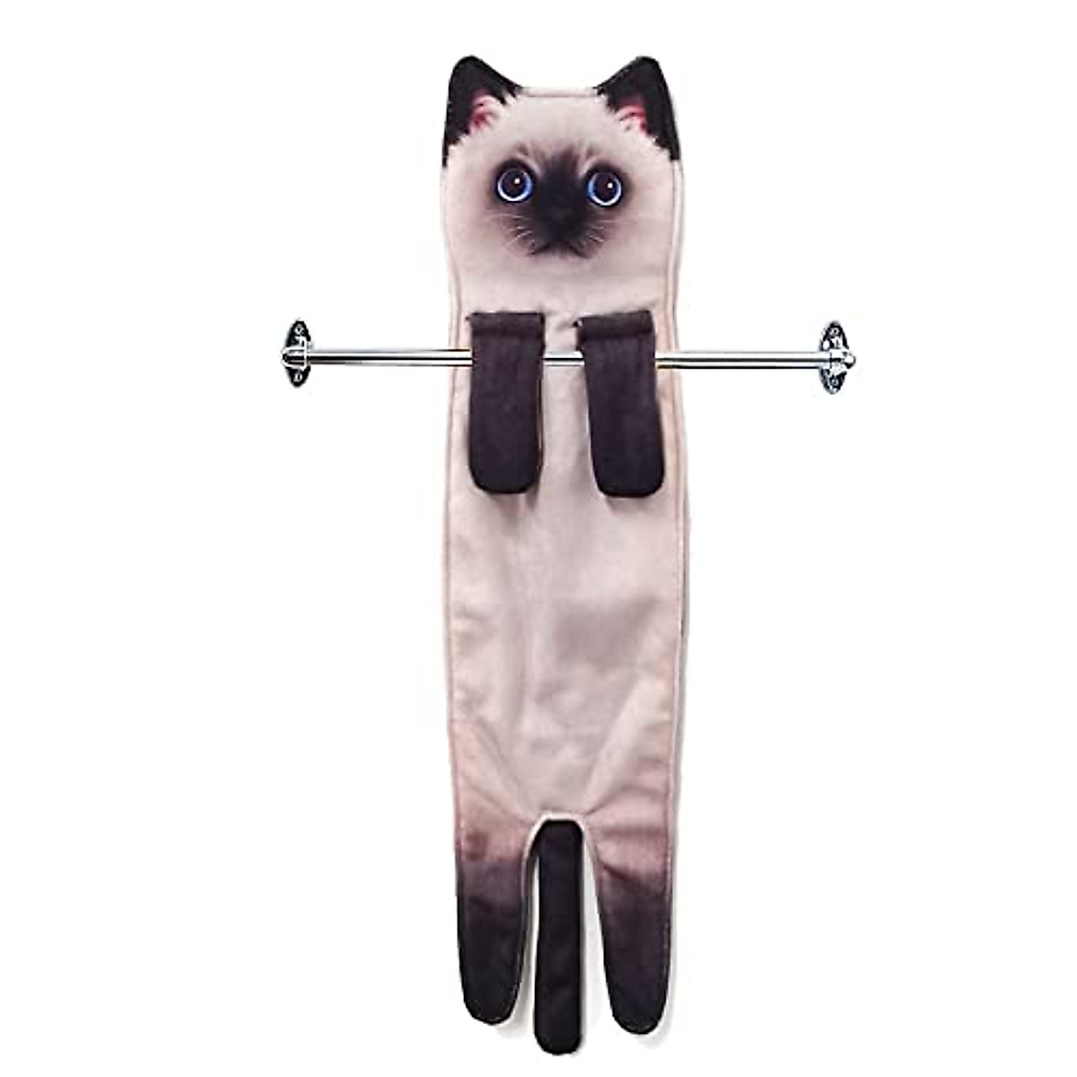 Infaccial Cat Hand Towels for Bathroom Kitchen-Cute Cat Hanging Towel Decorative Animal Washcloths Face Towels Cat Decor-Funny Housewarming Cat Gifts for Cat Lovers (Siamese Cat)
