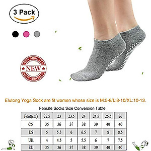 ELUTONG Yoga Socks Non Slip Socks with Grips 3-6 Pairs Non Skid Pilates Ballet Barre Hospital Socks for Women