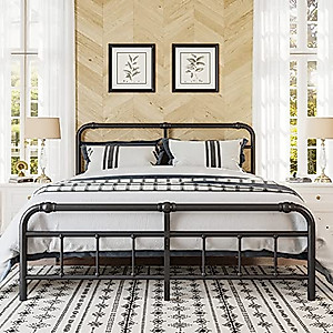 Artimorany King Size Bed Frame with Headboard and Footboard,14 Inch High, Heavy Duty 3500 Pounds Platform for Mattress, No Box Spring Needed, Easy Assembly, Noise FreeBlack