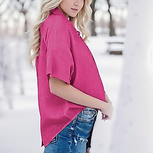 Cheifay Tank Tops Women Cotton Pack Womens Summer Tops Casual Button Down V Neck Shirts Comfort Breathable Outfits Beach T-Shirts with Pocket Tank Tops Women Graphic Gym