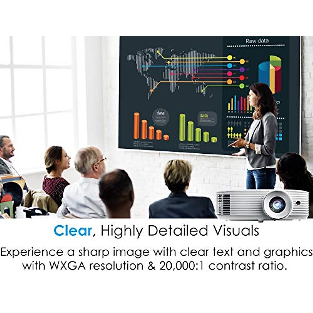 Optoma W335 WXGA DLP Professional Projector | Bright 3800 Lumens | Business Presentations, Classrooms, or Home | 15,000 Hour lamp Life | Speaker Built in | Portable Size