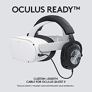 Logitech G PRO Gaming Headset for Oculus Quest 2 - Oculus Ready - Custom-length Cable - PRO-G Precision Gaming Audio Driver - Steel and Aluminum Build - Low-Latency 3.5 mm Aux Connection