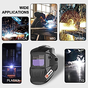 JHTII Highly Sensitive Welding Helmet, 4 Arc Sensor Wide Shade 4/9-13, True Color Highest Optical 1/1/1/2 Solar Power Auto Darkening Welding Helmet, for TIG MIG Arc Weld Grinding Welder Mask WH04