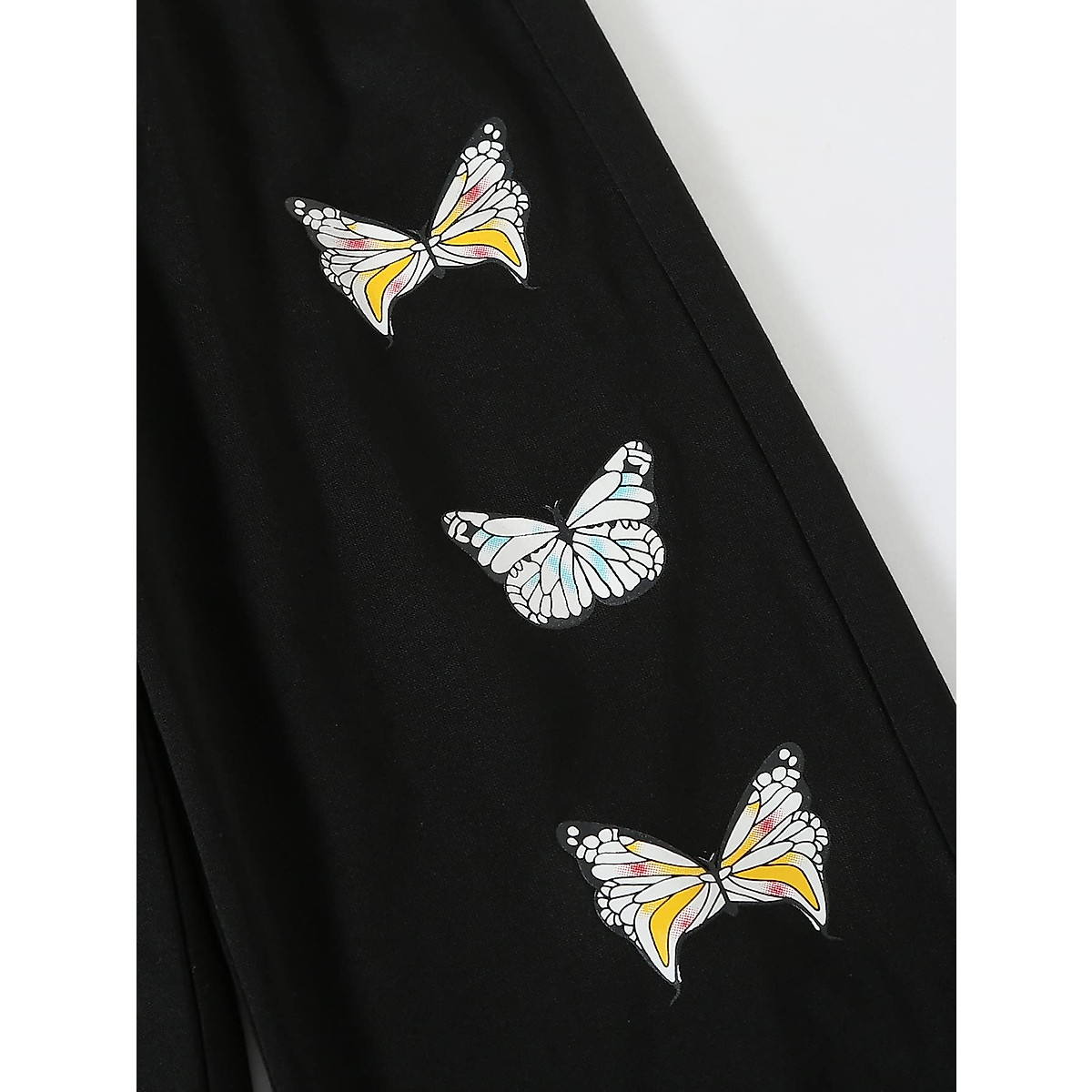 Floerns Girls Graphic Print Clothes Cami Top Sweatpants with Jacket 3 Piece Outfit Black 11-12Y