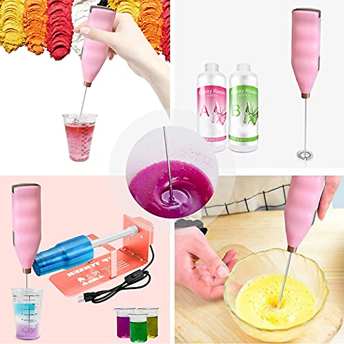 Epoxy Resin Electric Stirrer Hand-held Stainless Steel Drink Mixer Battery Type Resin Mixer Apply to Making DIY Glitter Tumbler Cups