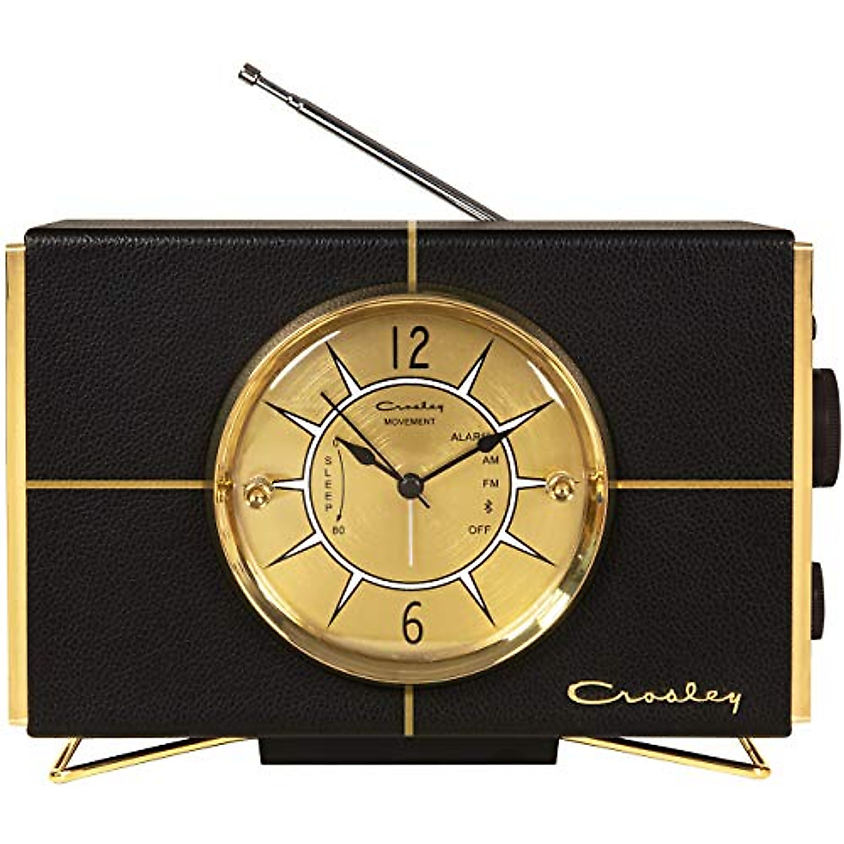 Crosley CR3038A-BK Lewis Retro AM/FM Bluetooth Tabletop Radio, Black