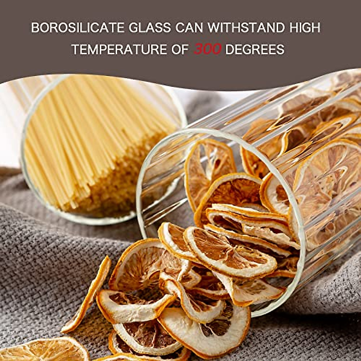 Facilfeliz 3 Pack Glass Food Storage Jars, 64 oz Glass Food Storage Containers with Airtight Bamboo Lids, Pantry Organization Jar for Spice, Flour & Sugar Container, Canister Set for Kitchen Counter