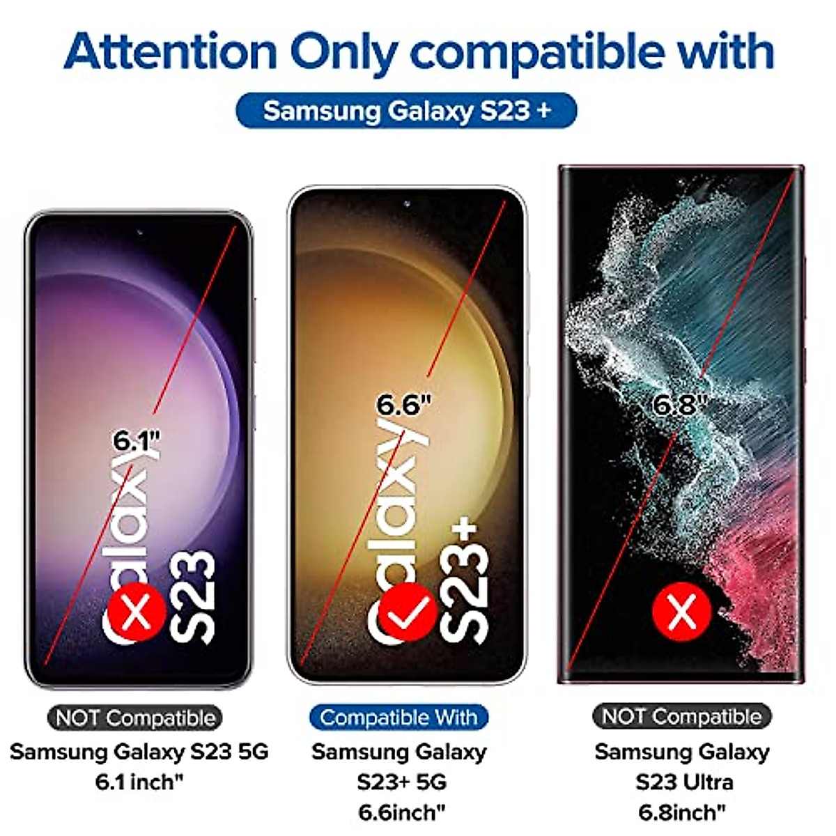 ivoler [3+1 Pack Screen Protector [3 Pack] for Samsung Galaxy S23 Plus/ S23+ 5G 6.6" 2023, with [1 Pack] Camera Lens Protector Tempered Glass with [Alignment Frame] Ultra HD Clear Anti-Scratch